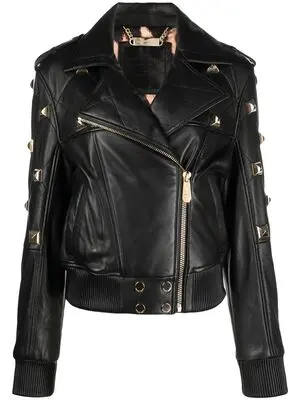 Philipp Plein Studded Leather Bomber Jacket
