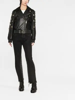 Philipp Plein Studded Leather Bomber Jacket