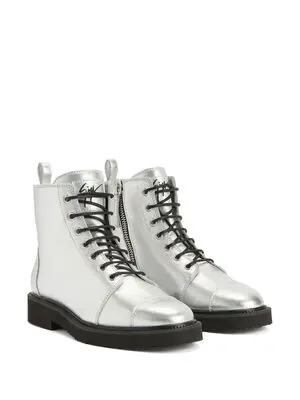 GIUSEPPE ZANOTTI Thora Lace-up Ankle Boots - Silver