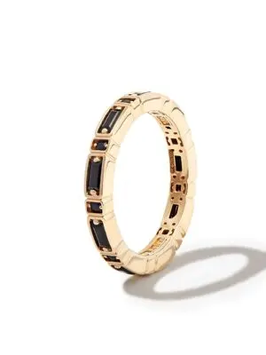 SUZANNE KALAN 18kt Yellow Inlay Black Diamond Eternity Band Ring - Gold