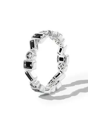 SUZANNE KALAN 18kt White Gold Zigzag Sapphire Eternity Band Ring - Silver