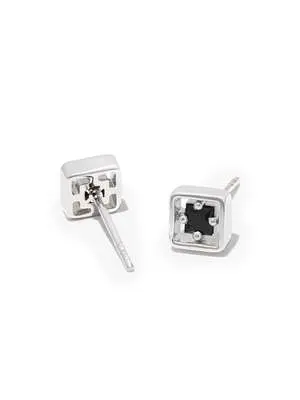 SUZANNE KALAN 18kt White Gold Inlay Sapphire Stud Earrings