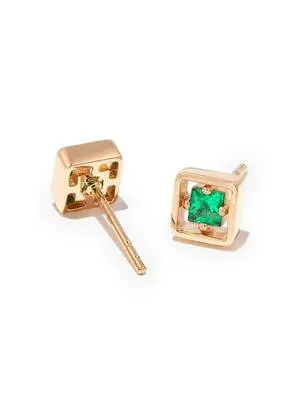 SUZANNE KALAN 18kt Yellow Inlay Emerald Stud Earring