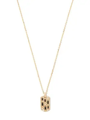 SUZANNE KALAN 18kt Yellow Inlay Diamond And Sapphire Dog Tag Pendant Necklace - Gold