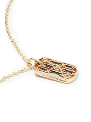 SUZANNE KALAN 18kt Yellow Inlay Diamond And Sapphire Dog Tag Pendant Necklace