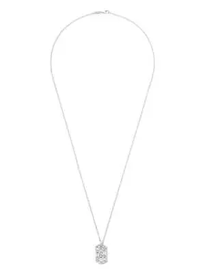 SUZANNE KALAN 18kt White Gold Diamond Dog Tag Pendant Necklace
