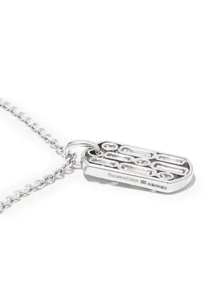 SUZANNE KALAN 18kt White Gold Diamond Dog Tag Pendant Necklace