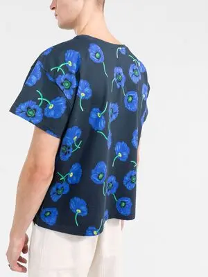 Kenzo Floral-print Cotton T-shirt - Blue