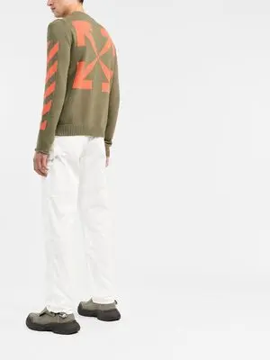 Off-White Diag Stripe Knit Jumper - Green