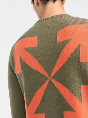 Off-White Diag Stripe Knit Jumper - Green