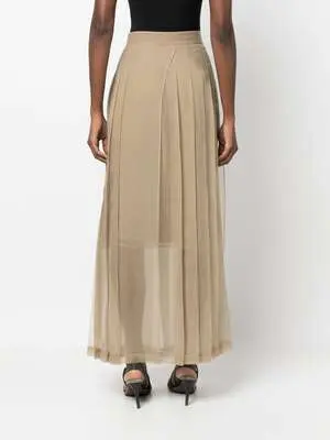 Brunello Cucinelli Pleated Silk Maxi Skirt