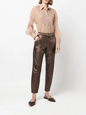 Brunello Cucinelli High-waisted Leather Trousers