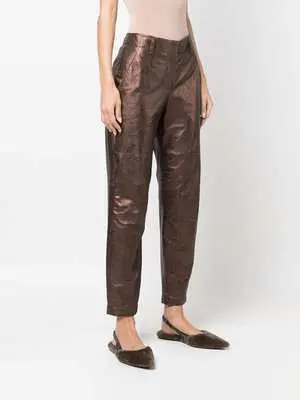 Brunello Cucinelli High-waisted Leather Trousers