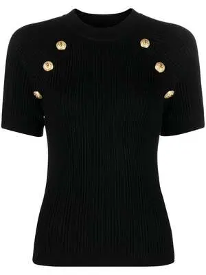 Balmain Button-detail Short-sleeve Top