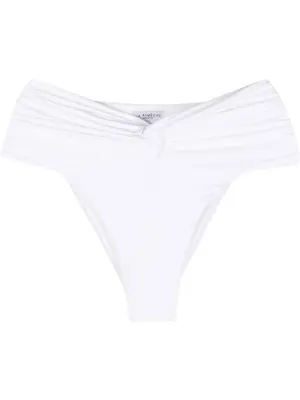 LA REVECHE Amelie Ruched Bikini Bottom - White