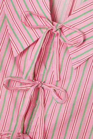 Rixo Odessa Tie-detailed Striped Cotton-poplin Pajama Set
