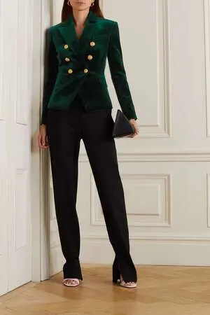 Balmain Double-breasted Cotton-velvet Blazer