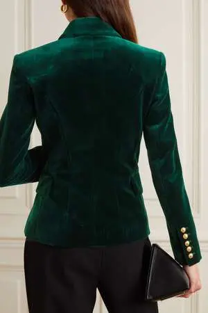 Balmain Double-breasted Cotton-velvet Blazer
