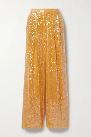 Lapointe Pleated Sequined Crepe Straight-leg Pants
