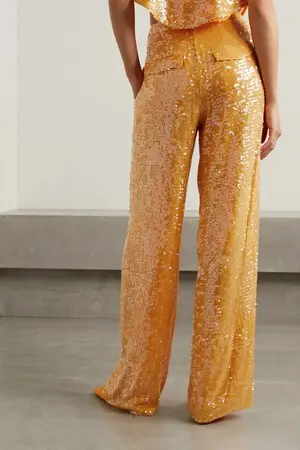 Lapointe Pleated Sequined Crepe Straight-leg Pants