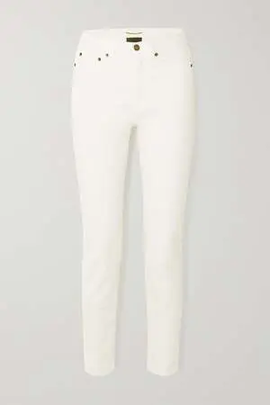 Saint Laurent Distressed High-rise Slim-leg Jeans