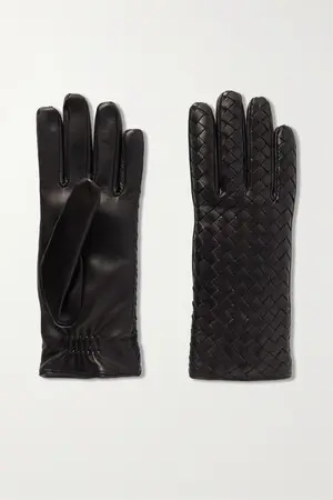 Bottega Veneta Intrecciato Leather Gloves - Black