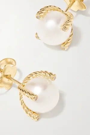 David Yurman Cable Collectibles 18-karat Pearl And Diamond Earrings