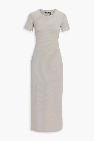 Theory Cherryal Striped Stretch Pima Cotton And Modalblend Jersey Midi Dress