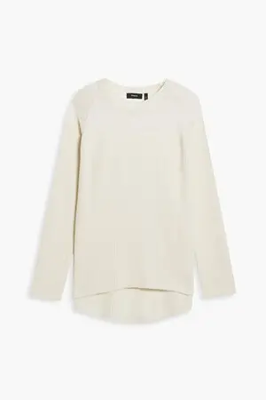 Theory Karenia Paneled Ribbed Cashmere Sweater - Ivory