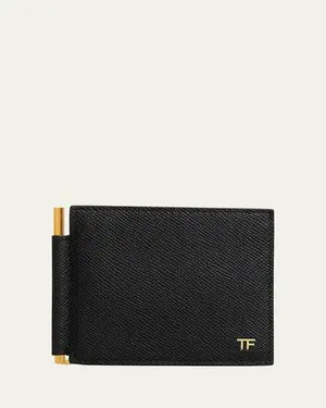 TOM FORD Leather T-line Money Clip Wallet - Black