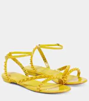 CHRISTIAN LOUBOUTIN Mafaldina Spikes Leather Sandals - Yellow