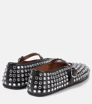 Alaïa Embellished Leather Ballet Flats - Black