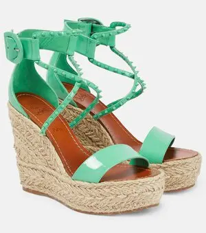 CHRISTIAN LOUBOUTIN Chocazeppa 120 Embellished Wedge Sandals - Green