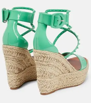 CHRISTIAN LOUBOUTIN Chocazeppa 120 Embellished Wedge Sandals - Green