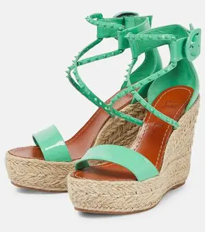 CHRISTIAN LOUBOUTIN Chocazeppa 120 Embellished Wedge Sandals - Green
