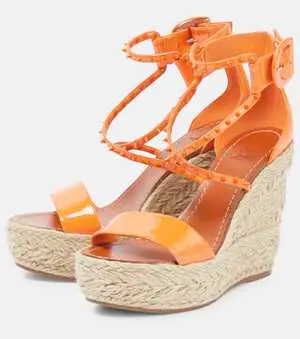 CHRISTIAN LOUBOUTIN Chocazeppa 120 Embellished Wedge Sandals - Orange