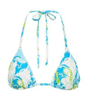 Melissa Odabash Portugal Paisley Printed Bikini Top - Blue