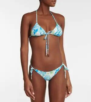 Melissa Odabash Portugal Paisley Printed Bikini Top - Blue