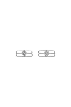 Balenciaga Bb Icon Earrings In Antique Silver Silver