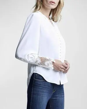 L & APOS;AGENCE L'agence Ava Lace-cuff Blouse - Ivory