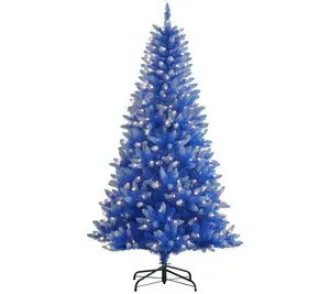 PULEO INTERNATIONAL 6.5' Pre-lit Blue Artificial Christmas Tree - One-color