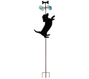 SUNSET VISTA DESIGNS Black Dog Silhouette Garde Stake Spinner - One-color
