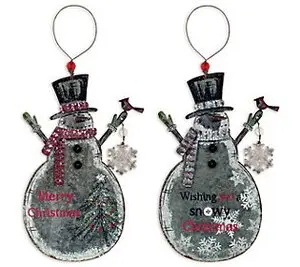 SUNSET VISTA DESIGNS Svd Two Vintage Snowman Ornaments - One-color