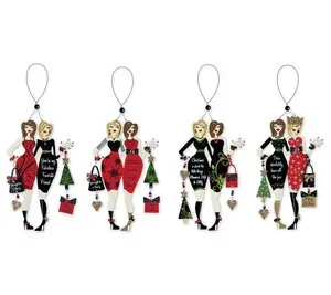 SUNSET VISTA DESIGNS Holiday Divas Ornaments Set Of 4 - One-color
