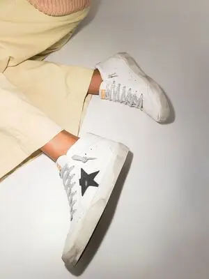 GOLDEN GOOSE Star-patch Lace-up Sneakers - White