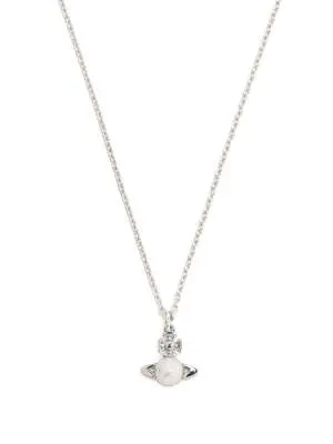 VIVIENNE WESTWOOD Pearl-logo Pendant Necklace - Silver