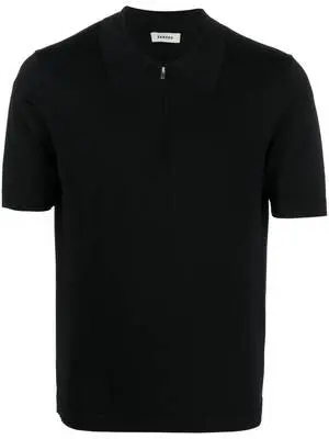 Sandro Knitted Polo With Zip Collar - Black