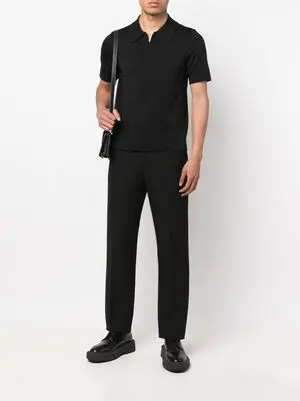 Sandro Knitted Polo With Zip Collar - Black