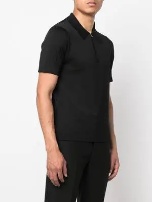 Sandro Knitted Polo With Zip Collar - Black