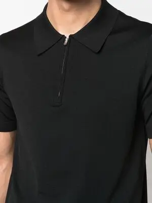 Sandro Knitted Polo With Zip Collar - Black